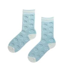 Socken Hudson "Socke Smiley", Damen, Gr. 35-38, blau (aqua blau 0108), Obermaterial: 85% Baumwolle CO. 12% Polyamid PA. 3% Elasthan EL., Socken Socken