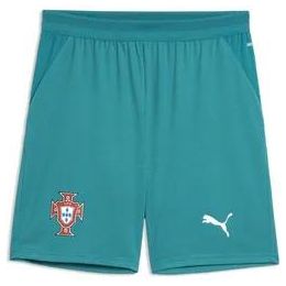 Sporthose Puma "Portugal 2026 Shorts Herren", Herren, Gr. XS, Normalgr&ouml;&szlig;en, gr&uuml;n lagoon wei&szlig;, Obermaterial: 100% Polyester. Besatz: 88% Polyester, 12% Elasthan. Einsatz: 100% Polyester, unifarben, regular fit, Hosen Sporthose
