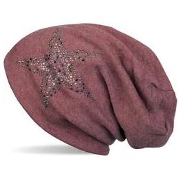 Beanie styleBREAKER "Beanie M&uuml;tze mit Strass Nieten Stern", Damen, rot (bordeaux, rot meliert), Obermaterial: 100% Viskose CV., Modisch, M&uuml;tzen Beanie