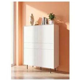 Highboard "Essentials, Sideboard, Kommode, Anrichte, Schrank, Stauraumschrank", wei&szlig;, B:111cm H:141,9cm T:42cm, Holzwerkstoff, MDF, LeGer Home by Lena Gercke, Sideboards, Highboard, Breite: 111 cm, UV lackiert, Push-to-open-Funktion