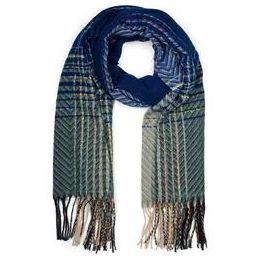 Strickschal styleBREAKER "Feinstrick Schal Zick-Zack gestreift", Damen, blau (royalblau, jadegr&uuml;n), Obermaterial: 100% Polyester PES., Modisch, Modet&uuml;cher