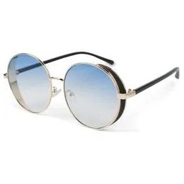 Sonnenbrille styleBREAKER "Runde Sonnenbrille mit Glitzer Side Shield", Damen, blau (gestell gold, glas blau verlauf), Modisch, Sonnenbrillen Sonnenbrille