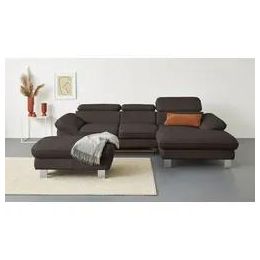 Ecksofa COTTA "Driver L-Form", espresso, B:268cm H:73cm T:169cm, LEDER BEEFY (ein abgedecktes Spalt-Rindsleder) im Sitz und R&uuml;cken (Korpus in Kunstleder);Luxus-Kunstleder;Kunstleder SOFTLUX;Leder Pampas (echtes Rindsleder), R&uuml;ckseite mit schwarzem Spannstoff bezogen, Sofas, Ecksofa, mit Kopfteilverstellung, wahlweise mit Bettfunktion & Bettkasten