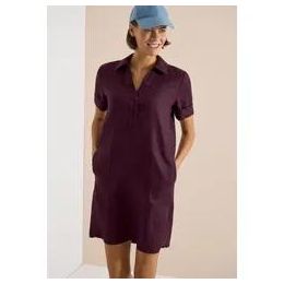 Blusenkleid Cecil, Damen, Gr. XL (44), US-Gr&ouml;&szlig;en, rich burgundy, Stoff, 100% Leinen, unifarben, normal knielang, ohne Ausschnitt, abgesteppt, Kleider Blusenkleid, aus Leinen
