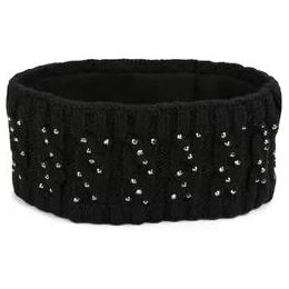 Stirnband styleBREAKER "Stirnband mit Zopfmuster & Strass", Damen, schwarz, Obermaterial: 100% Viskose CV., Modisch, M&uuml;tzen Stirnband