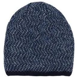Strickm&uuml;tze styleBREAKER "Strick Beanie M&uuml;tze Dreieck Bunt mit Thermo-Fleece", Damen, blau (dunkelblau, blau), 75% Polyacryl PAN. 15% Polyamid PA. 10% Wolle WO., Modisch, M&uuml;tzen Strickm&uuml;tze