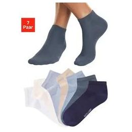 H.I.S. Sneakersocken H.I.S, Herren, Gr. 43-46, 1x jeans, 1x marine, 1x blau, 1x hell blau, 1x ecru, 1x wei&szlig;, 1x beige, Baumwollmischung, unifarben, elastisch, Socken Sneakersocken, verschiedene Farben in einer Packung