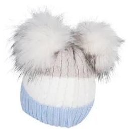Bommelm&uuml;tze styleBREAKER "Gestreifte Kinder Bommelm&uuml;tze mit zwei Bommel", Jungen, blau (hellblau, wei&szlig;, hellgrau), 100% Polyacryl PAN., Modisch, M&uuml;tzen