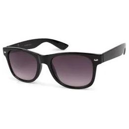 Wayfarer styleBREAKER "Nerd Sonnenbrille mit Rechteckigen Gl&auml;sern", Damen, grau (gestell schwarz glanz, glas grau verlauf), Modisch, Sonnenbrillen