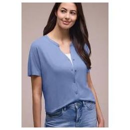 Blusenshirt Street One, Damen, Gr. 36, drift blau, Jersey, Obermaterial: 95% Viskose, 5% Elasthan, unifarben, normal h&uuml;ftbedeckend, Rundhals, abgesteppte Kante, Shirts Blusenshirt, Sommershirt im Tunika-Look
