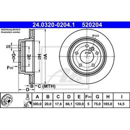 ATE Bremsen-Set VA + HA PowerDisc SIZW2NA745 Bremsensatz, Scheibenbremse vorne hinten rechts links bel&uuml;ftet 300mm f&uuml;r BMW 34116854999 34216855008 3411
