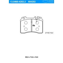 ATE Bremsbelagsatz, Scheibenbremse 13.0460-4202.2 vorne rechts links f&uuml;r MERCEDES-BENZ 0024203720 0024201920 A0024201920