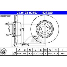ATE Bremsensatz-Vorn und hinten SG00000DKX Bremsensatz, Scheibenbremse vorne rechts links bel&uuml;ftet 300mm f&uuml;r HYUNDAI KIA 58101-2SA50 58101-D7A50 58101