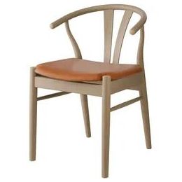 Stuhl HAMMEL FURNITURE "Frida, Massivholz mit gepolsterter Sitzfl&auml;che - hoher Komfort", , weipigmentiert klar lackiert, weipigmentiert klar lackiert, cognac, B:53cm H:75cm T:54cm, Leder, Massivholz, St&uuml;hle, Stuhl, Massivholz, gepolsterte Sitzfl&auml;che, versch. Farbvarianten