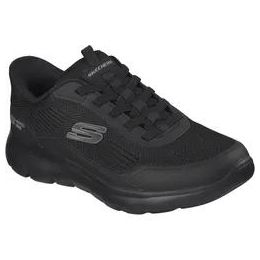 Slip-On Sneaker Skechers "SUMMITS-LEYTER", Herren, Gr. 48,5, schwarz, schwarz, Synthetik, Textil, unifarben, Schuhe, Slipper, Schn&uuml;rschuh mit Handsfree Slip-Ins Funktion