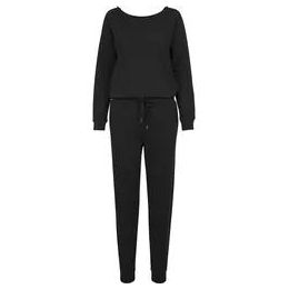 Jumpsuit Urban Classics "Urban Classics Damen Ladies Long Sleeve Terry Jumpsuit", Damen, Gr. S, US-Gr&ouml;&szlig;en, schwarz, 100% Baumwolle, unifarben, loose fit, Rundhals, Overalls Jumpsuit