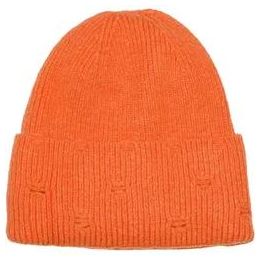 Strickm&uuml;tze styleBREAKER "Strickm&uuml;tze mit Rippenmuster und Rissen", Damen, orange, 100% Polyacryl PAN., Modisch, M&uuml;tzen Strickm&uuml;tze
