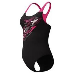Badeanzug Speedo "Medley Medalist", Damen, Gr. 38, N-Gr, blk, pnk, Obermaterial: 100% Polyester, Badeanz&uuml;ge Badeanzug