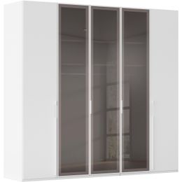 Dreht&uuml;renschrank Rauch "Schrank Garderobe SKAT SHINE Breiten 151/201/251/301cm, H&ouml;he 223/235cm", alpinwei&szlig;, B:251cm H:223cm T:63cm, Glas, Holzwerkstoff, Schr&auml;nke, Dreht&uuml;renschrank, edle Schrankfront mittig hochwertige Glasrahment&uuml;ren MADE IN GERMANY