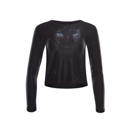 Langarmshirt WINSHAPE "AET119LS", Damen, Gr. S, schwarz (panther, schwarz), 85% Polyester, 15% Elasthan, Rundhals, Shirts Langarmshirt, Cropped Functional Light and Soft