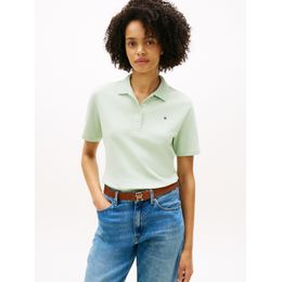Poloshirt Tommy Hilfiger "1985 REG PIQUE POLO", Damen, Gr. L (42/44), gentle jade, Piqu&eacute;, Obermaterial: 96% Baumwolle, 4% Elasthan, unifarben, regular fit normal, Rundhals, abgesteppte Kante, Shirts, mit Logo-Stickerei, Seitenschlitze, Regular Fit