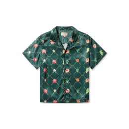 Langarmhemd PAS DE MONACO "Pas De Monaco FRUIT MONOGRAM CUBAN SHIRT", Herren, Gr. L, US-Gr&ouml;&szlig;en, forest, 100% Polyester, normal, Hemden