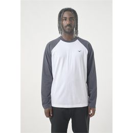 Langarmshirt Cleptomanicx "Longsleeve Ligull College", Herren, Gr. L, grau, 100% Baumwolle, bestickt, normal, Rundhals, Shirts Langarmshirt, mit lockerem Schnitt
