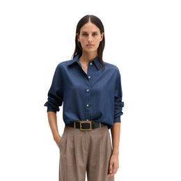 Marc O'Polo Jeansbluse MARC O'POLO "aus TENCEL&trade; Lyocell-Baumwolle-Mix", Damen, Gr. 38, dunkelblau, Obermaterial: 64% Lyocell, 36% Baumwolle, unifarben, regular fit normal, Manschette, Blusen Jeansbluse