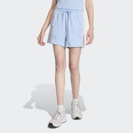 Shorts adidas Sportswear "ESSENTIALS 3-STREIFEN COTTON", Damen, Gr. L, N-Gr, glow blau, clear pink, normal, gr., Obermaterial: 93% Baumwolle, 7% Elasthan, Hosen Shorts