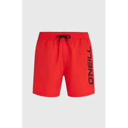O`Neill Badeshorts O'NEILL "CALI 16'' SWIMSHORTS", Herren, Gr. L, N-Gr, high risk rot, Obermaterial: 100% Polyester, Badehosen Badeshorts, mit seitlichen Eingrifftaschen und Ges&auml;&szlig;tasche, mit Stickerei am Bein