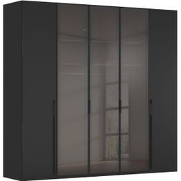 Dreht&uuml;renschrank Rauch "Schrank Garderobe SKAT SHINE Breiten 151/201/251/301cm, H&ouml;he 223/235cm", schwarz, B:251cm H:223cm T:63cm, Glas, Holzwerkstoff, Schr&auml;nke, Dreht&uuml;renschrank, edle Schrankfront mittig hochwertige Glasrahment&uuml;ren MADE IN GERMANY