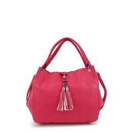 Schultertasche Harpa "UZAY", Damen, Gr. B/H/T: 12,5cm x 33cm x 38,5cm, magenta, Polyurethan (PU), unifarben, Taschen Schultertasche, mit dekorativer Troddel