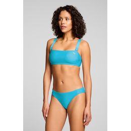 Bandeau-Bikini-Top Puma "Puma SWIM WOMEN BANDEAU TOP", Damen, Gr. L, N-Gr, luminous blau, Obermaterial: 80% Polyamid, 20% Elasthan, Bikini-Oberteile, breite, verstellbare Tr&auml;ger mit Logoschriftzug