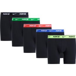 Boxer NIKE UNDERWEAR "BOXER BRIEF 5PK", Damen, Gr. M, 5 Stk., blk, vt, pt rd, gm ryl, sm grn, un gd wb, Jersey, Obermaterial: 95% Baumwolle, 5% Elasthan, k&ouml;rpernah, Unterhosen, mit Logo-Elastikbund