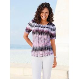 Kurzarmshirt Casual Looks "Kurzarm-Shirt", Damen, Gr. 36, ros&eacute;, grau, bedruckt, 95% Viskose, 5% Elasthan, gemustert, Rundhals, Shirts