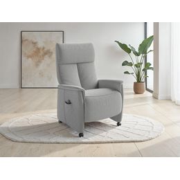 Sit & More TV-Sessel SIT & MORE "Cremona Comfort", silber, B:76cm H:119cm T:84cm, 100% Polyester, Sessel, wahlweise manuell oder elektrischer Funktion mit Akku