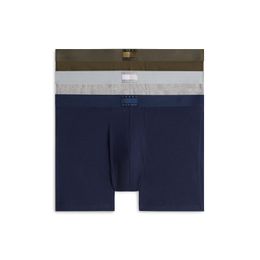 Boxer, Herren, Gr. S (48), 3 Stk., antique silber, pitch blau, army gr&uuml;n, Jersey, Obermaterial: 95% Baumwolle, 5% Elasthan, Tommy Hilfiger Underwear, Unterhosen
