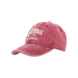Baseball Cap Zwillingsherz "California", Herren, bordeaux, Obermaterial: 100% Baumwolle, Caps, Vintage Look, Statement Stickerei