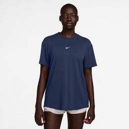 T-Shirt Nike "W NK ONE RELAXED DF SS TOP", Damen, Gr. L, midnight navy, Jersey, Obermaterial: 81% Polyester, 13% Baumwolle, 6% Elasthan, normal, Rundhals, Shirts T-Shirt, relaxte Schnittform, kurze &Auml;rmel, sportlicher Stil