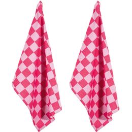 Geschirrtuch Pad "CHESS", pink, B:50cm H:1cm L:70cm, 100% Baumwolle, Geschirrt&uuml;cher, Geschirrtuch, 100% Baumwolle, 50x70 cm, modernes Karo Design