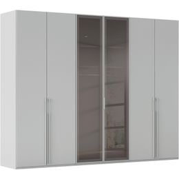 Dreht&uuml;renschrank Rauch "Schrank Garderobe SKAT SHINE Breiten 151/201/251/301cm, H&ouml;he 223/235cm", seidengrau, B:301cm H:235cm T:63cm, Glas, Holzwerkstoff, Schr&auml;nke, Dreht&uuml;renschrank, edle Schrankfront mittig hochwertige Glasrahment&uuml;ren MADE IN GERMANY