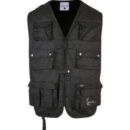 Steppweste Karl Kani "Karl Kani KK Small Signature Vest black", Herren, Gr. L, schwarz, 100% Polyester, ohne Ausschnitt, Westen Steppweste