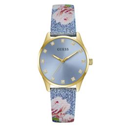 Quarzuhr Guess "MARIGOLD", bunt, goldfarben, Armbanduhren, Damen, Quarzuhr, Armbanduhr, Damenuhr, Silikonarmband, analog