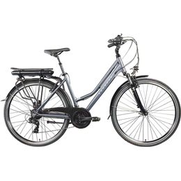 Z&uuml;ndapp E-Bike Z&Uuml;NDAPP "Green 7.7 Damen" Gr. 48, grau (blau, grau), Elektrofahrr&auml;der, 48cm, 28 Zoll (71,12cm), Pedelec, Elektrofahrrad f&uuml;r Damen
