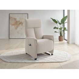 Sit & More TV-Sessel SIT & MORE "Cremona Comfort", creme, B:76cm H:112cm T:84cm, 100% Polyester, Sessel, wahlweise manuell oder elektrischer Funktion mit Akku