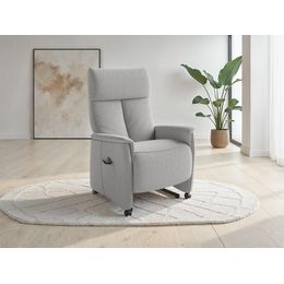 Sit & More TV-Sessel SIT & MORE "Cremona Comfort", silber, B:76cm H:110cm T:84cm, 98% Polyester, 2% Polyamid, Sessel, wahlweise manuell oder elektrischer Funktion mit Akku