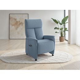 Sit & More TV-Sessel SIT & MORE "Cremona Comfort", hellblau, B:76cm H:114cm T:84cm, 98% Polyester, 2% Polyamid, Sessel, wahlweise manuell oder elektrischer Funktion mit Akku