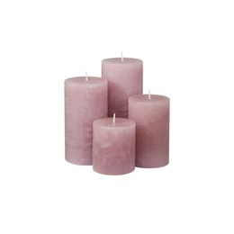 HOME STORY Stumpenkerze 4er Set rosa/pink Paraffin Ma&szlig;e (cm): B: 14 H: 15,5 T: 14.0 &raquo; H&ouml;ffner