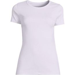 LANDS' END Kurzarm-Baumwollrippshirt mit Rundhalsausschnitt, Damen,  Lila, Baumwolle, by Lands' End