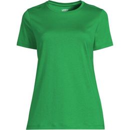 LANDS' END Supima Kurzarm-Shirt mit rundem Ausschnitt, Damen,  Gr&uuml;n, Baumwolle, by Lands' End